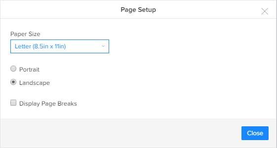 Choosing Your Printing Page Setup